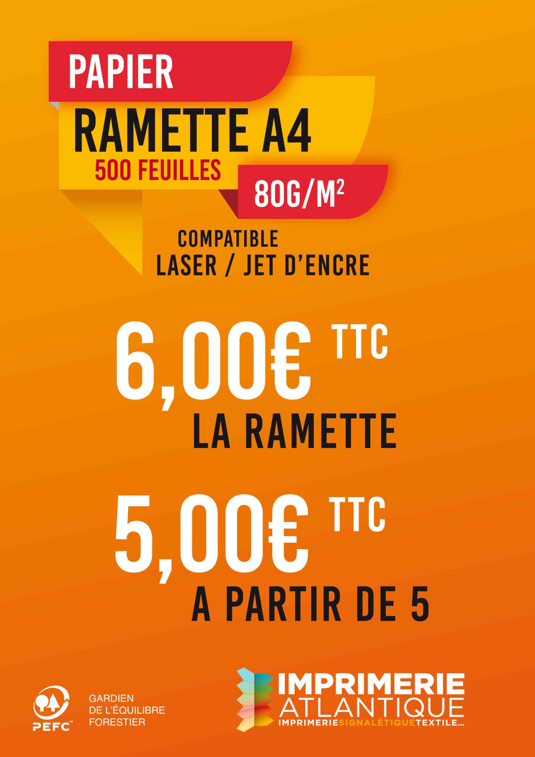 Vente de ramette de papier A4 - Imprimerie Atlantique